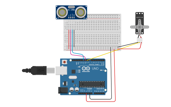 Circuit design project Automatic hand sanitizer dispenser - Tinkercad