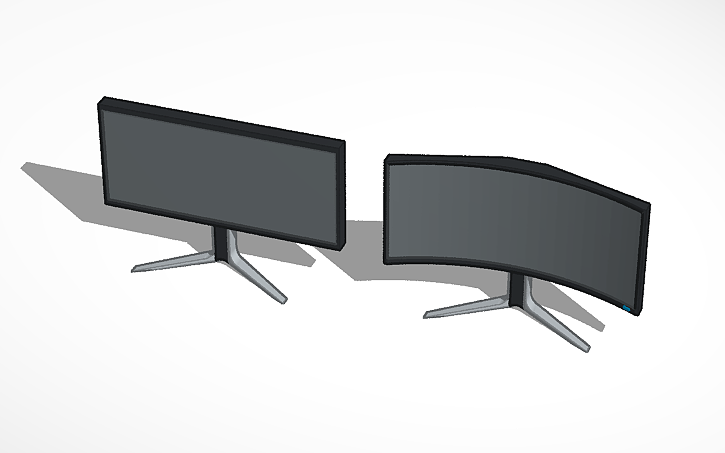 3D design Flat & Curved Monitor - Tinkercad