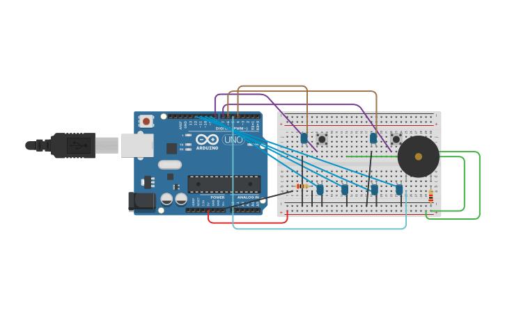 Circuit design Reflex Game - Tinkercad