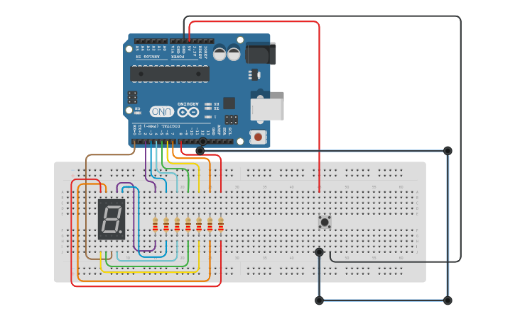 Circuit design 7 segment - Tinkercad