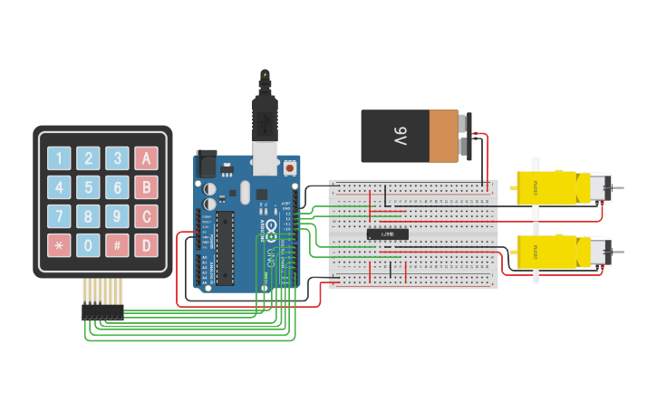 Circuit design 2wd Robocar - Tinkercad
