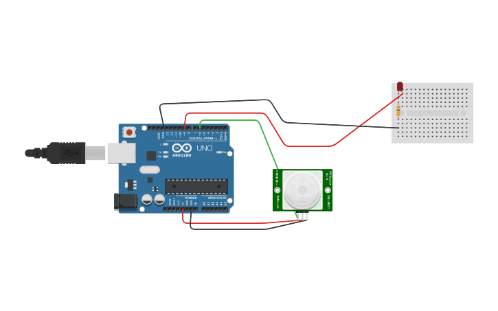 Circuit design PIR + Buzzer | Tinkercad