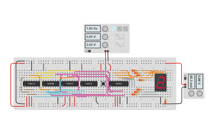 Circuit design Contador de 0 a 9 Tatiana Joven - Tinkercad
