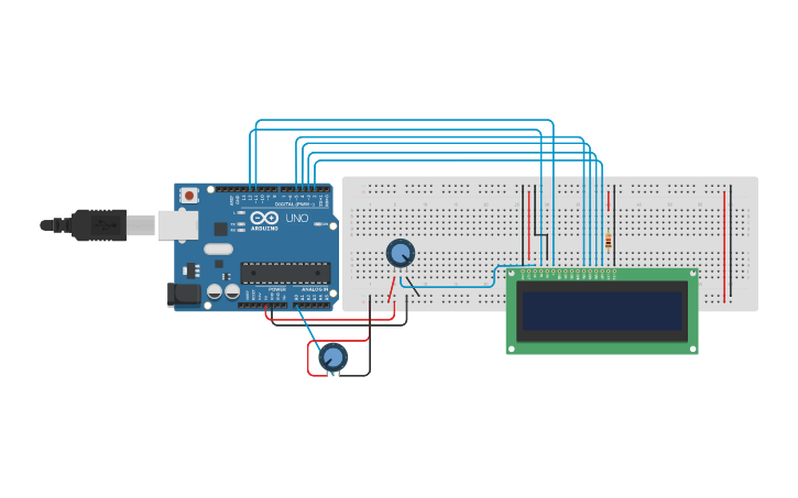 Circuit design LCD con potenziometro - Tinkercad