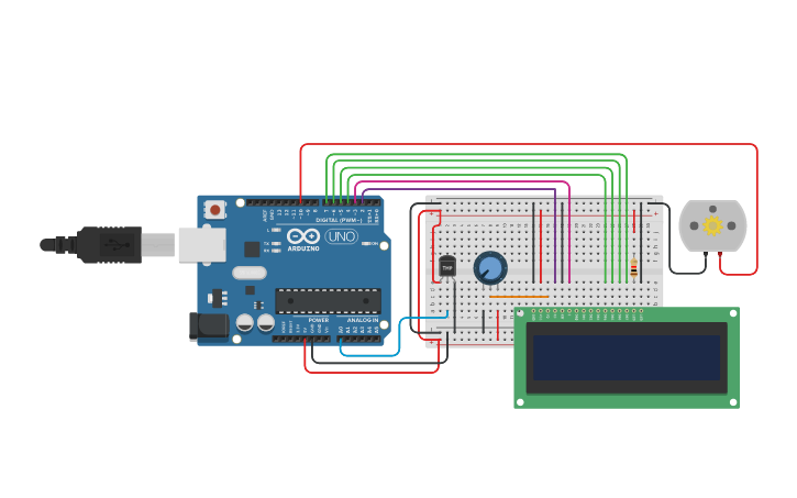 Circuit design Temperature Based Automatic Fan by Arduino - Tinkercad