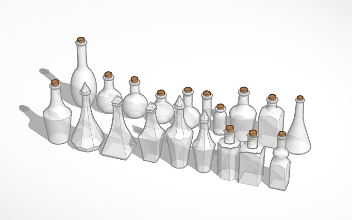 3D design Potion Bottles (RPG) - Tinkercad