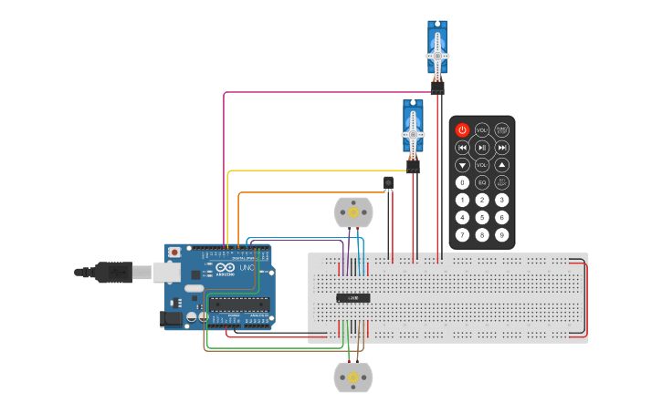 Circuit design Recoge basura control remoto - Tinkercad