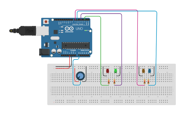 Circuit design Exercicio - Estrutura WHILE - Tinkercad