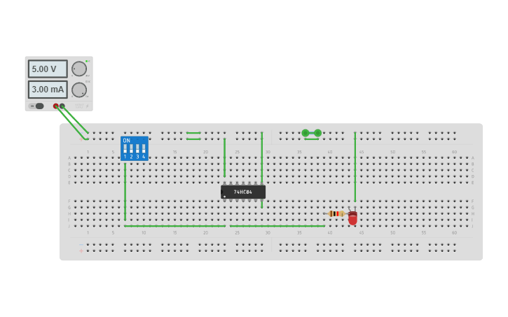 Circuit design NOT gate | Tinkercad