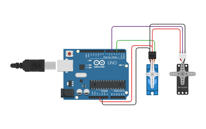 Circuit Design Servo Motor Arduino Tinkercad 
