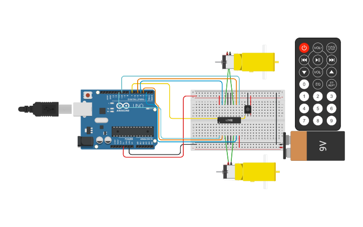 Circuit Design Controlar Dois Motores Dc Por Ir Tinkercad