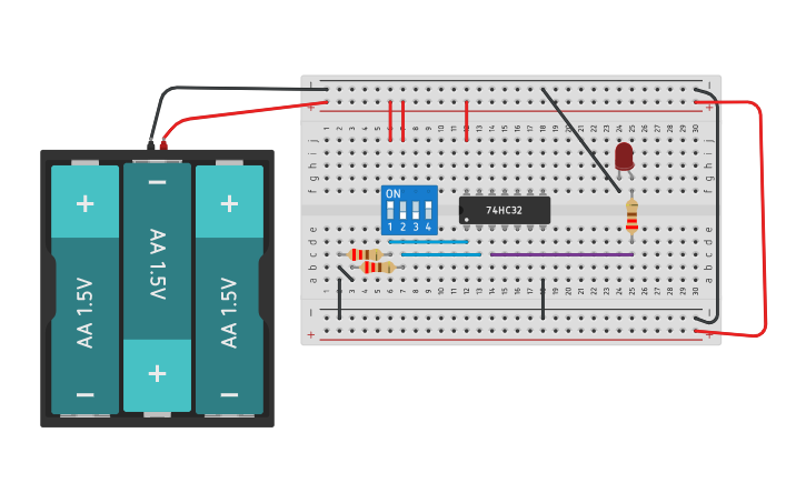 Circuit design 7432 COMPUERTA OR - Tinkercad