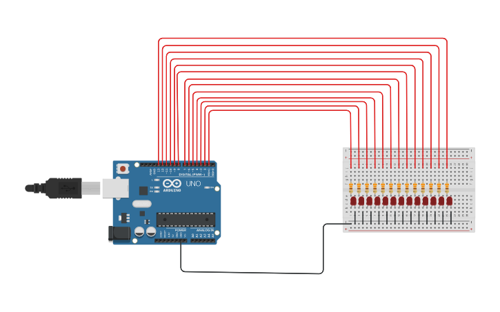 Circuit design Chenillard Factorisé - Tinkercad
