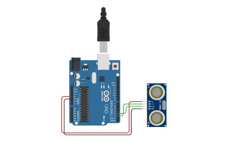 Circuit design Sensor Elizabeth Robayo HC-SR04 con arduino - Tinkercad