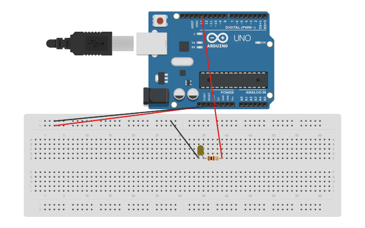 Circuit design Prende led 1 foco - Tinkercad