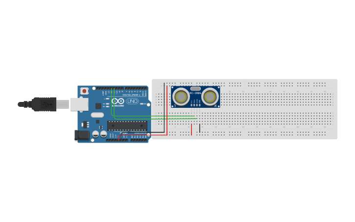 Circuit design Practica 3-Sensor Ultrasónico - Tinkercad