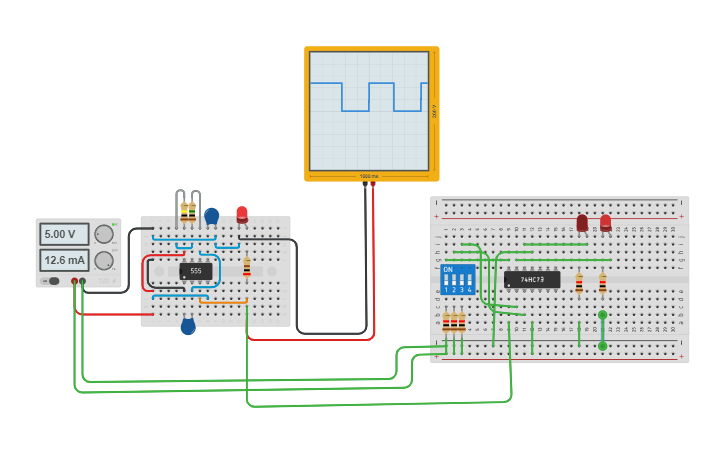 Circuit design JK Flip Flop - Tinkercad