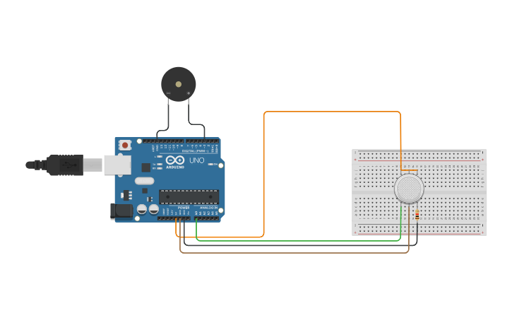 Circuit design gas sensor 9.3 - Tinkercad