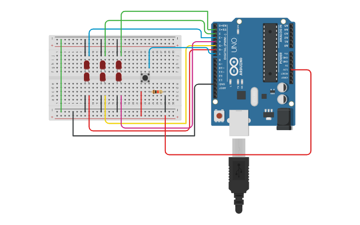 Circuit design Electronic Dice | Tinkercad
