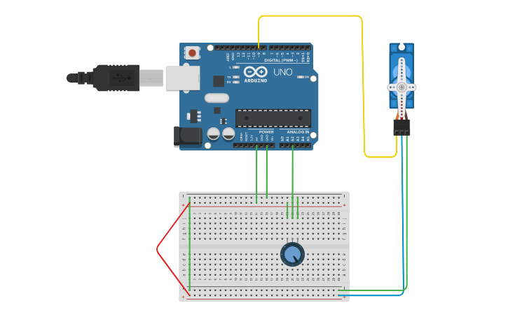Circuit Design Lab 12 3 Control Servo With Potentiometer Tinkercad