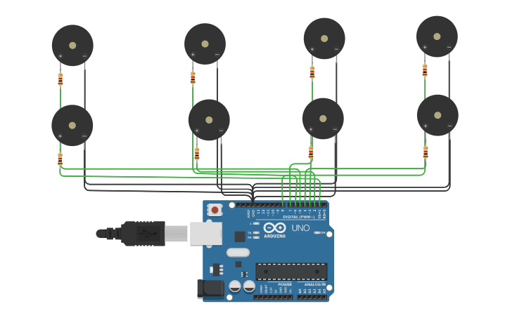 Circuit design Piezo tone - Tinkercad