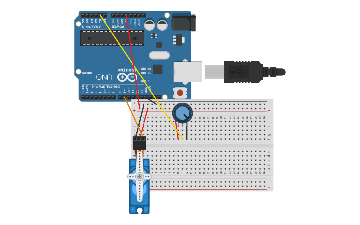 Circuit design Servo-motor - Tinkercad