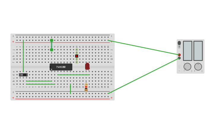 Circuit design NOT using NAND | Tinkercad