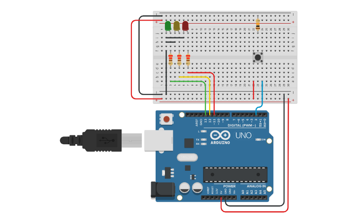Circuit design Traffic Light Arduino Uno - Tinkercad