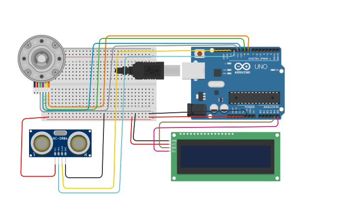 Circuit design smart trash - Tinkercad