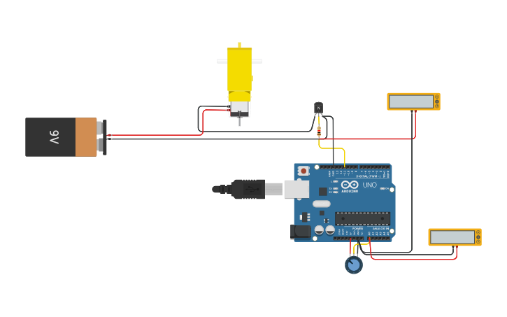 Circuit design Funcionamiento de Motor con Transistor | Tinkercad