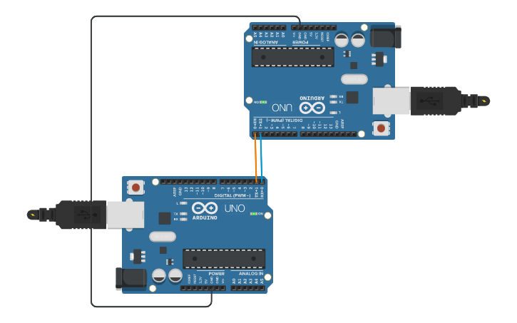 Circuit design Copy of Arduino-to-Arduino Serial Communication ARRAY | Tinkercad