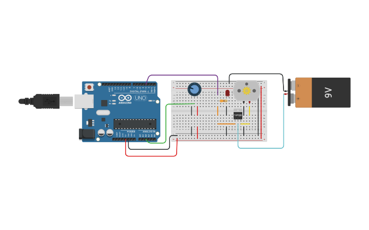 Circuit design ejercicio potenciómetro - Tinkercad