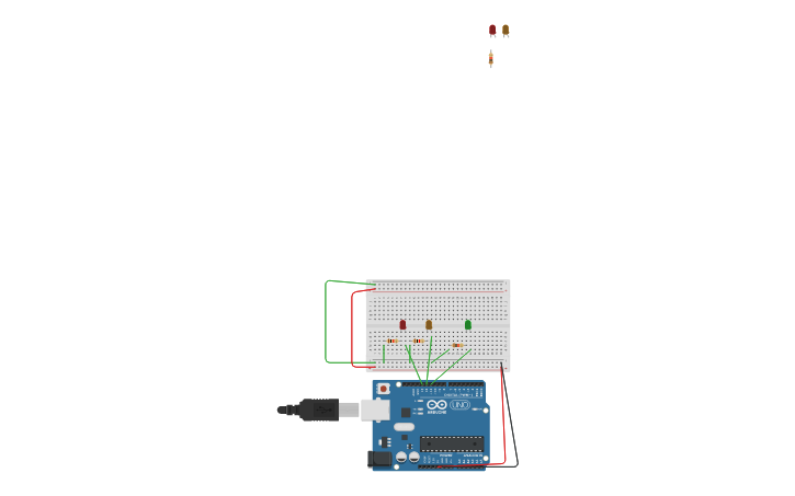 Circuit design 3LED with a variable | Tinkercad