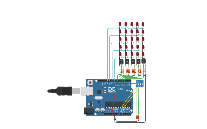 Circuit design TAREA 3 Matriz LED 5x5 - Tinkercad