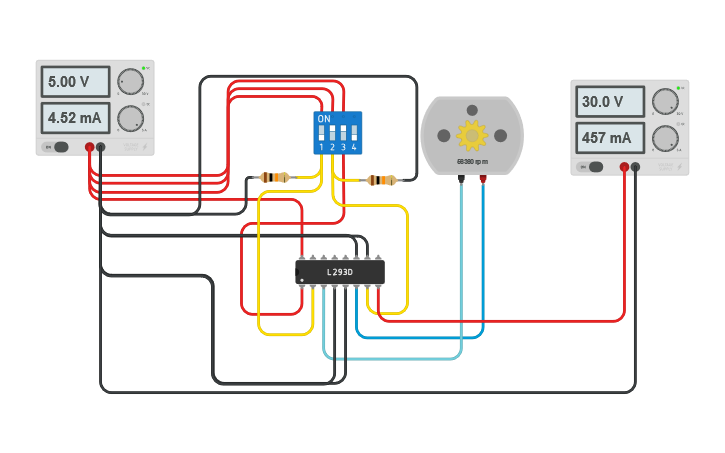 Circuit design DC motor with variable power supply - Tinkercad