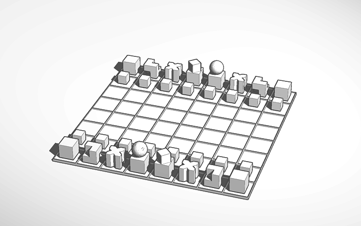 3D design bauhaus chess set - Tinkercad
