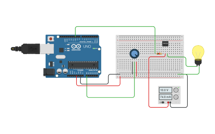 Circuit design TIP120 - Tinkercad