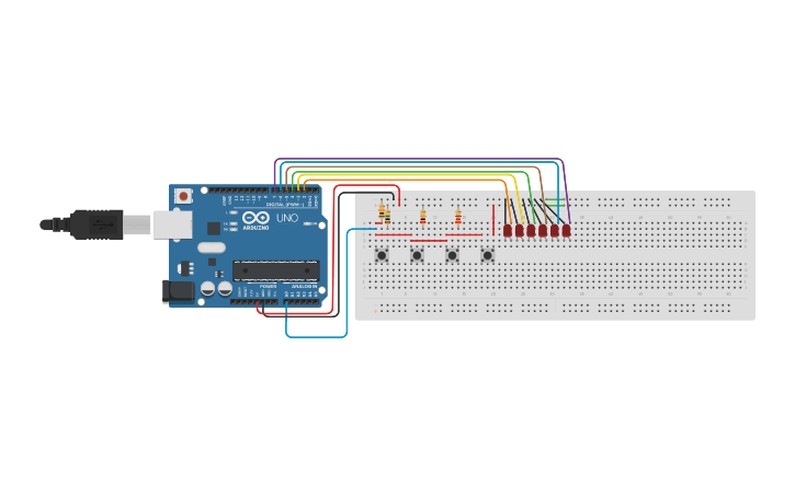 Circuit Design Arduino Multiple Buttons Tinkercad