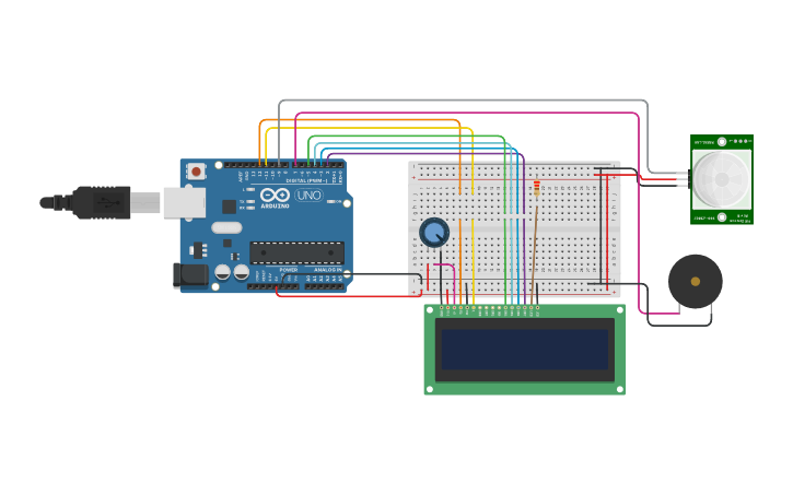 Circuit design Sensor PIR | Tinkercad