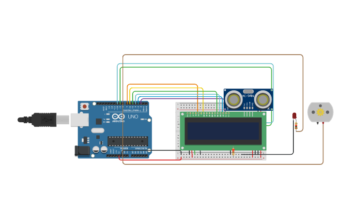 Circuit Design Lcd Ultrasonic Sensor Tinkercad