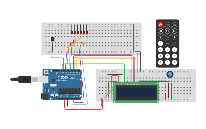 Circuit design REMOTE With LED - Tinkercad