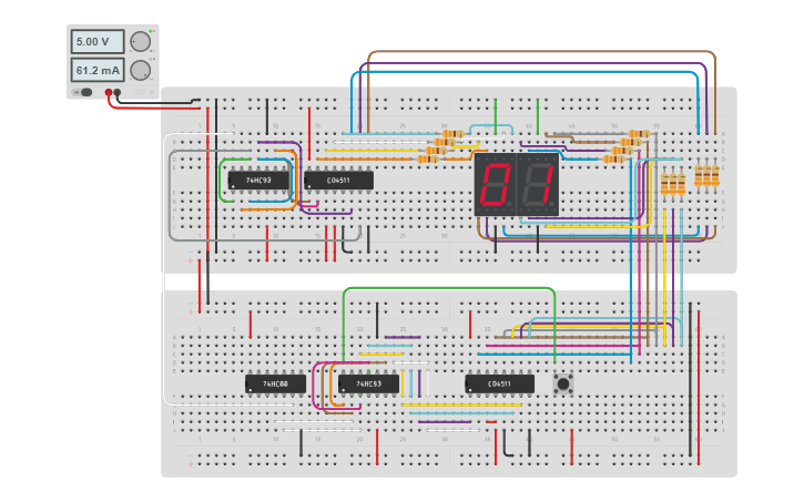Circuit design Descodificador 7 segmentos 0-99 - Tinkercad
