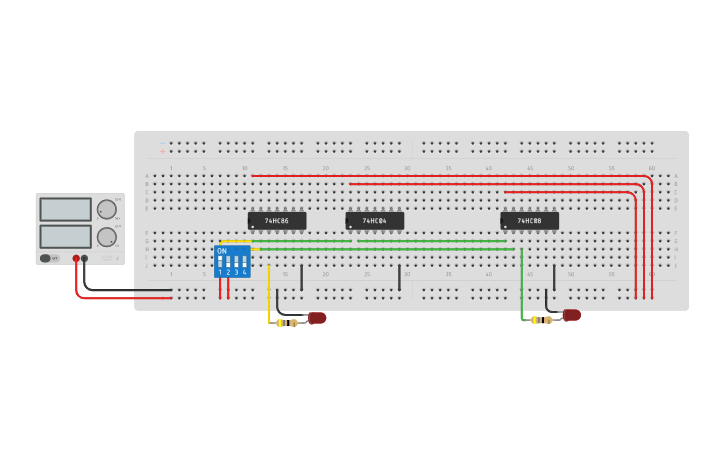 Circuit design Half Subtractor | Tinkercad