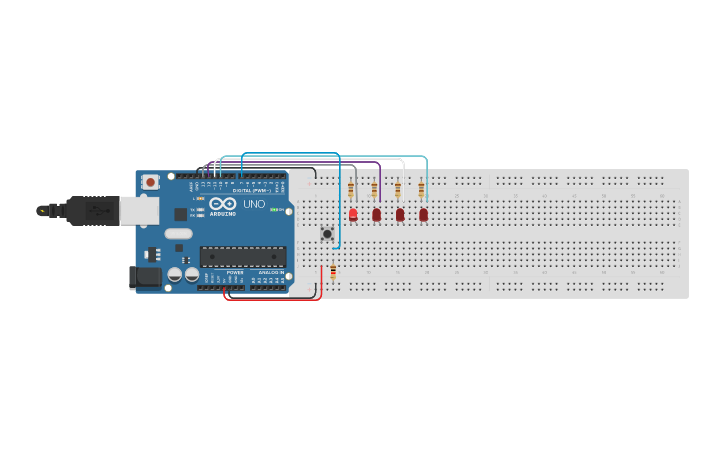 Circuit design Activacion led por led con pulsador y Arduino - Tinkercad