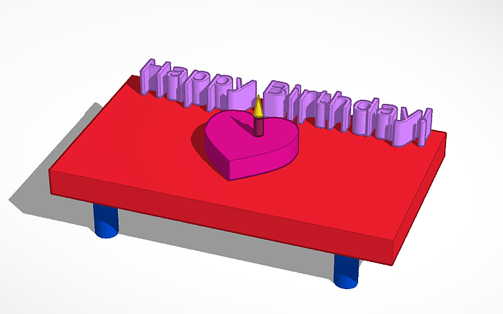 3D design Happy Birthday Cake! - Tinkercad