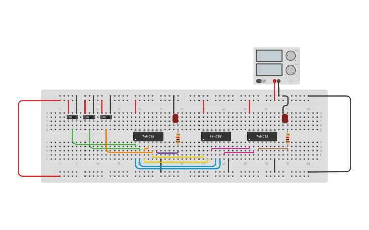 Circuit design Full Adder using logic gates - Tinkercad