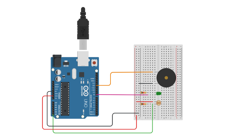 Circuit Design Ficha 6 Arduíno Tinkercad