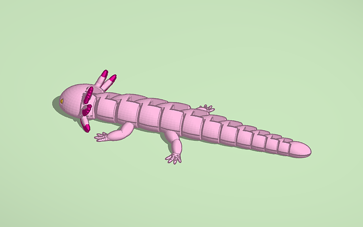 3D design Articulated Axolotl v2 - Tinkercad