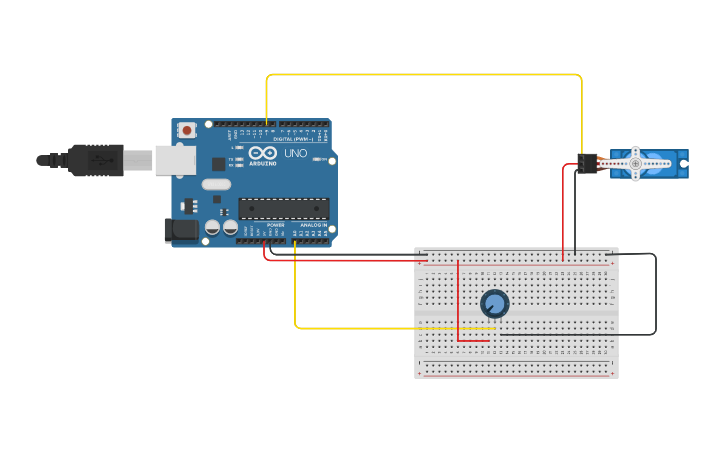 Circuit design Tugas Servo – Potensiometer - Tinkercad Circuit design Tugas Servo – Potensiometer - Tinkercad
