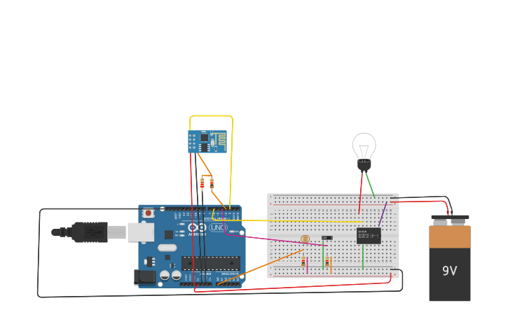 Circuit design smart ecologic light with WiFi - Tinkercad